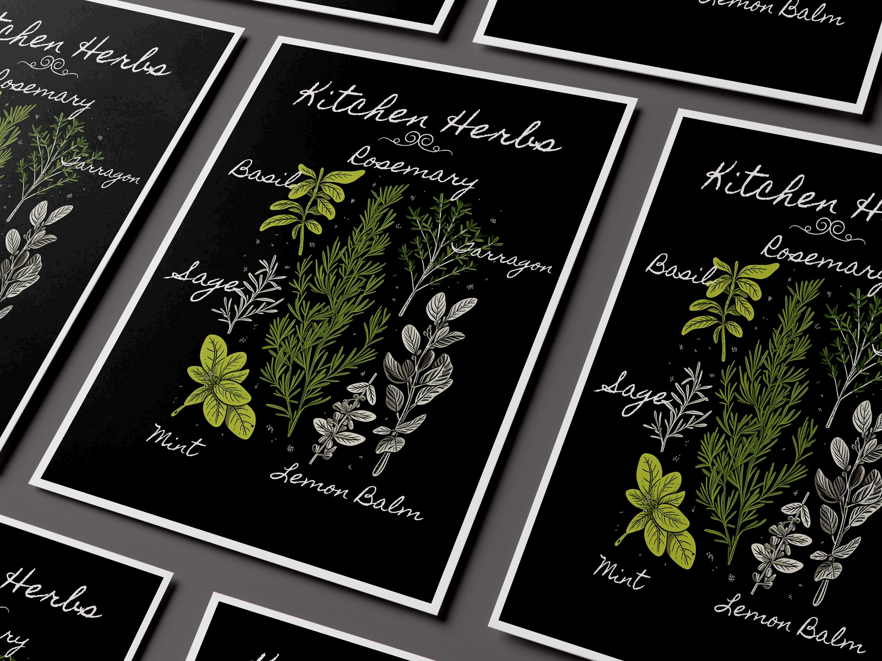 Kitchen Herb Chart Herb Garden Poster Chalk Board Herb Chart Herbology ...