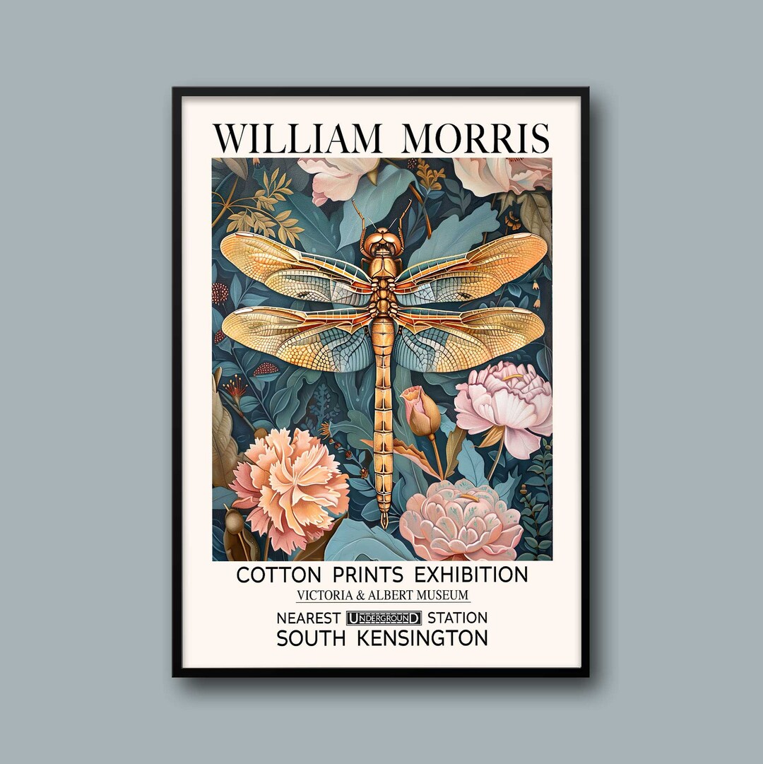 William Morris Print Dragonfly Art Print, Victorian Insect Wall Decor ...