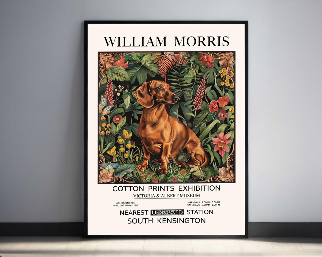 William Morris Dachshund Art Print: Vintage Style Dog Poster - Etsy