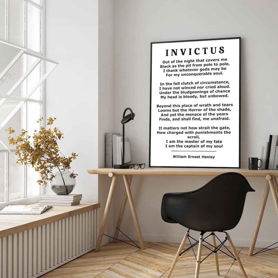 Invictus Poem William Ernest Henley Framed Print Birthday Christmas ...
