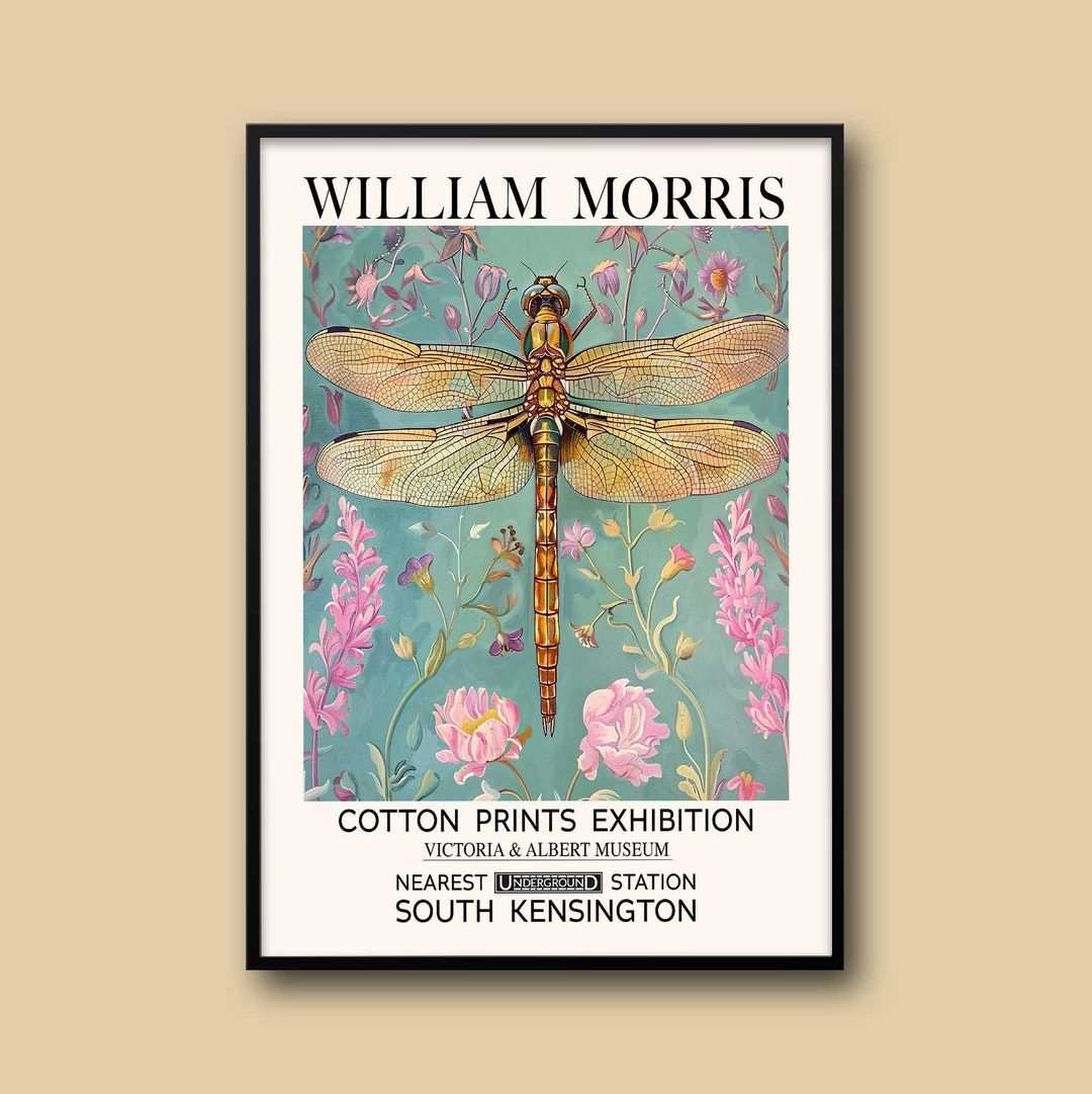 William Morris Dragonfly Print: Vintage Floral Botanical Wall Art - Etsy