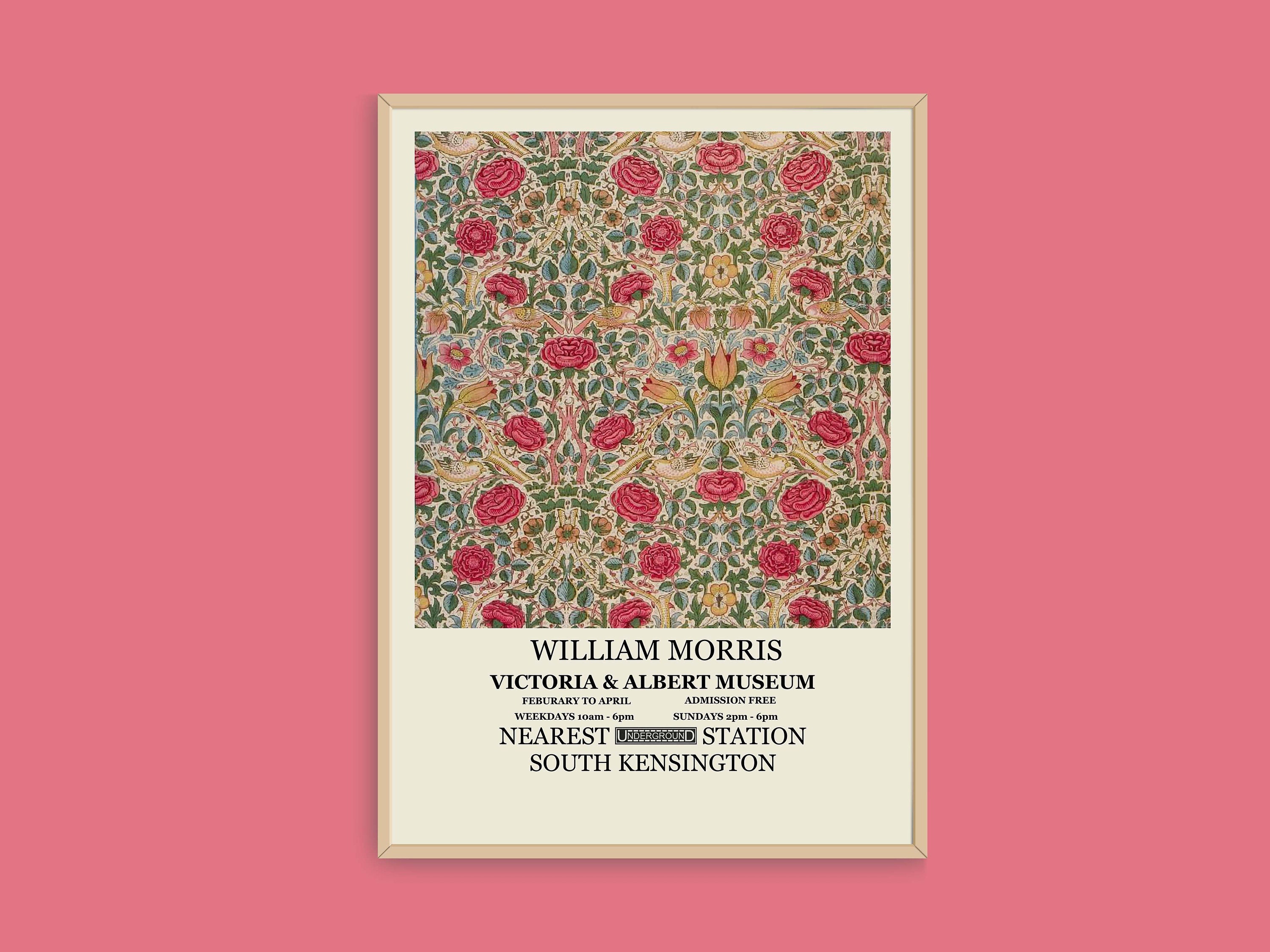 William Morris Roses Rose Fabric Pattern British Textile, Museum Print ...