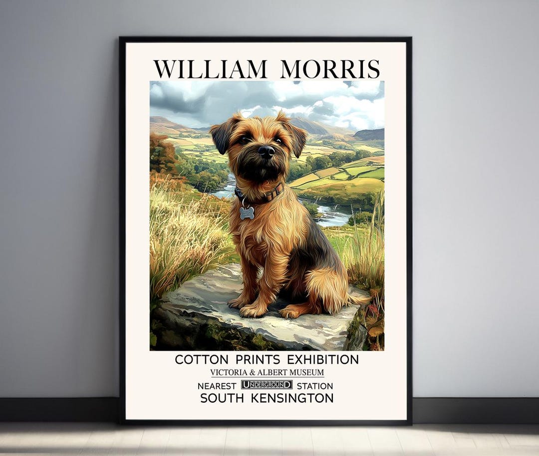 William Morris Dog Print: Border Terrier, Vintage Botanical Art - Etsy