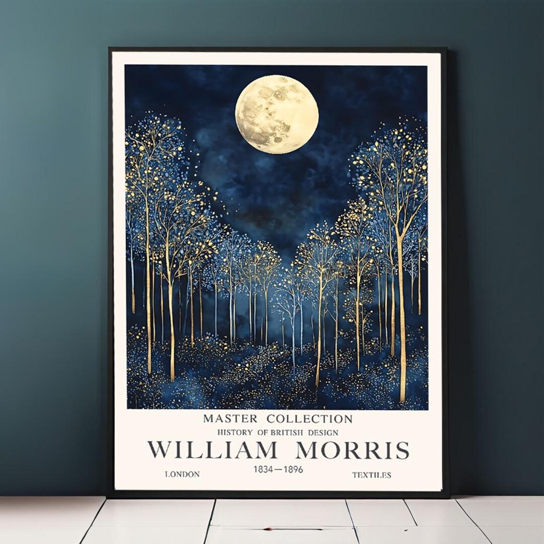 Impression William Morris vintage décoration dorée Art mural céleste ...