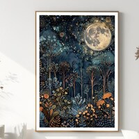 William Morris Moon & Stars Print, William Morris Exhibition Print ...