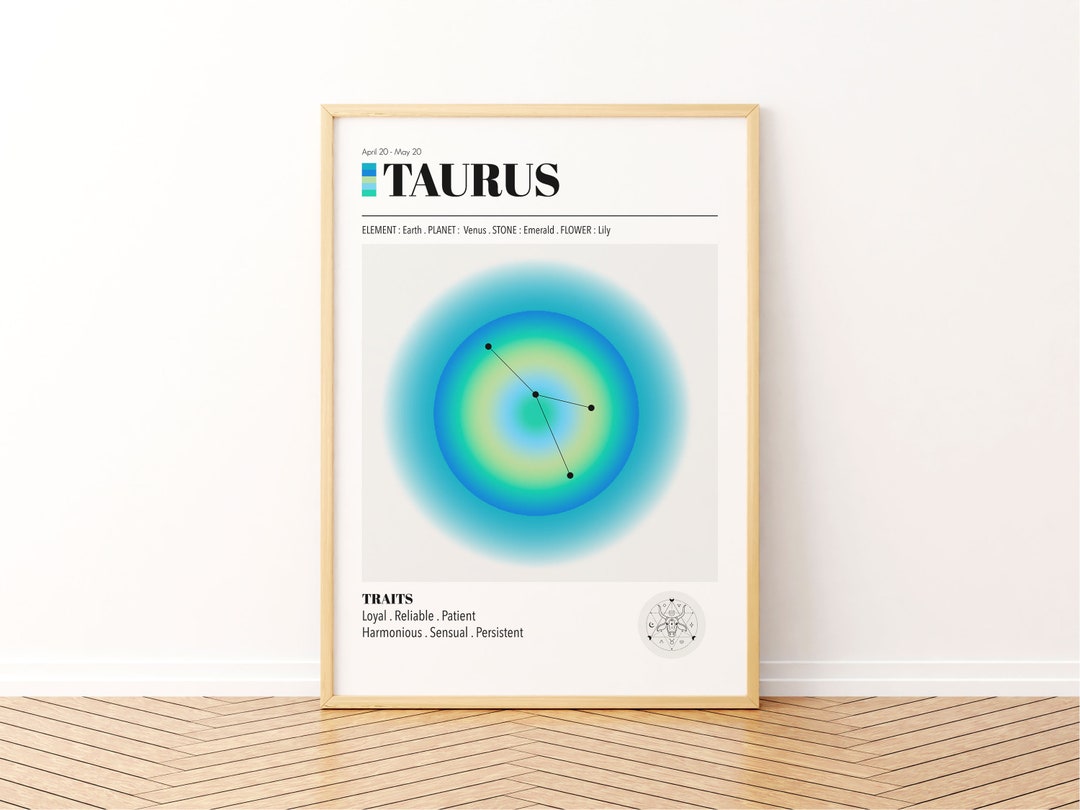 Taurus Aura Print | Zodiac Poster | Taurus Sunsign Print | Taurus ...