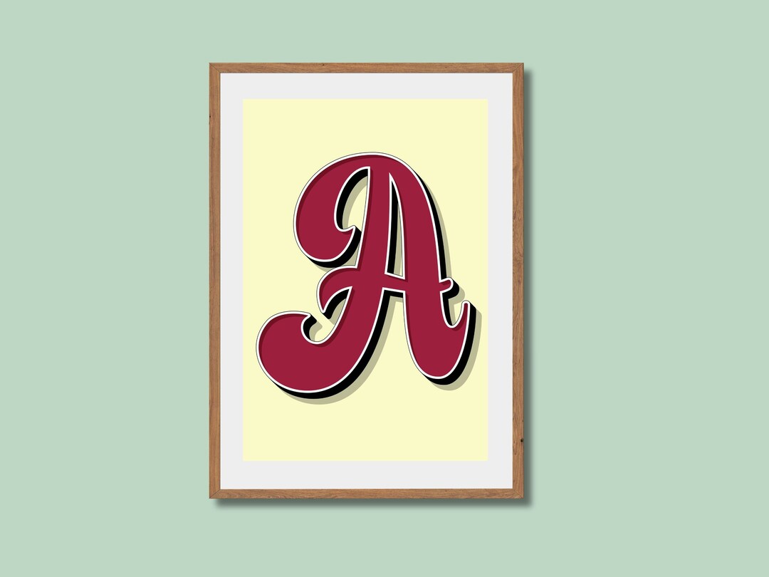Personalised Alphabet Print Retro Custom Letter Print Colourful ...