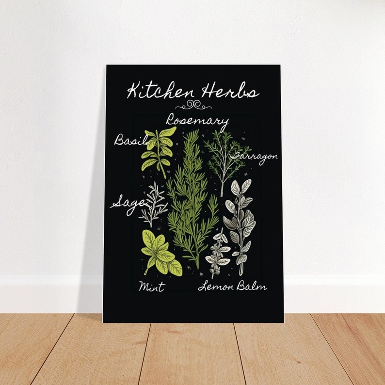 Kitchen Herb Chart Herb Garden Poster Chalk Board Herb Chart Herbology ...