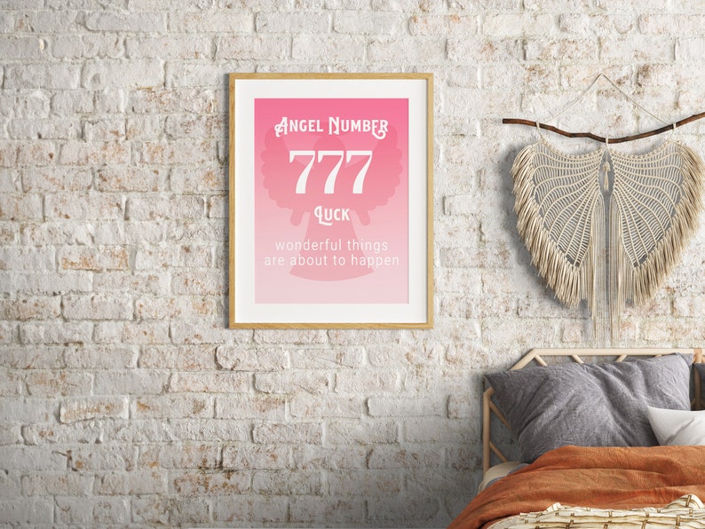 Angel Number 777 Pink Positive Manifestation Room Decor Energy Gradient ...