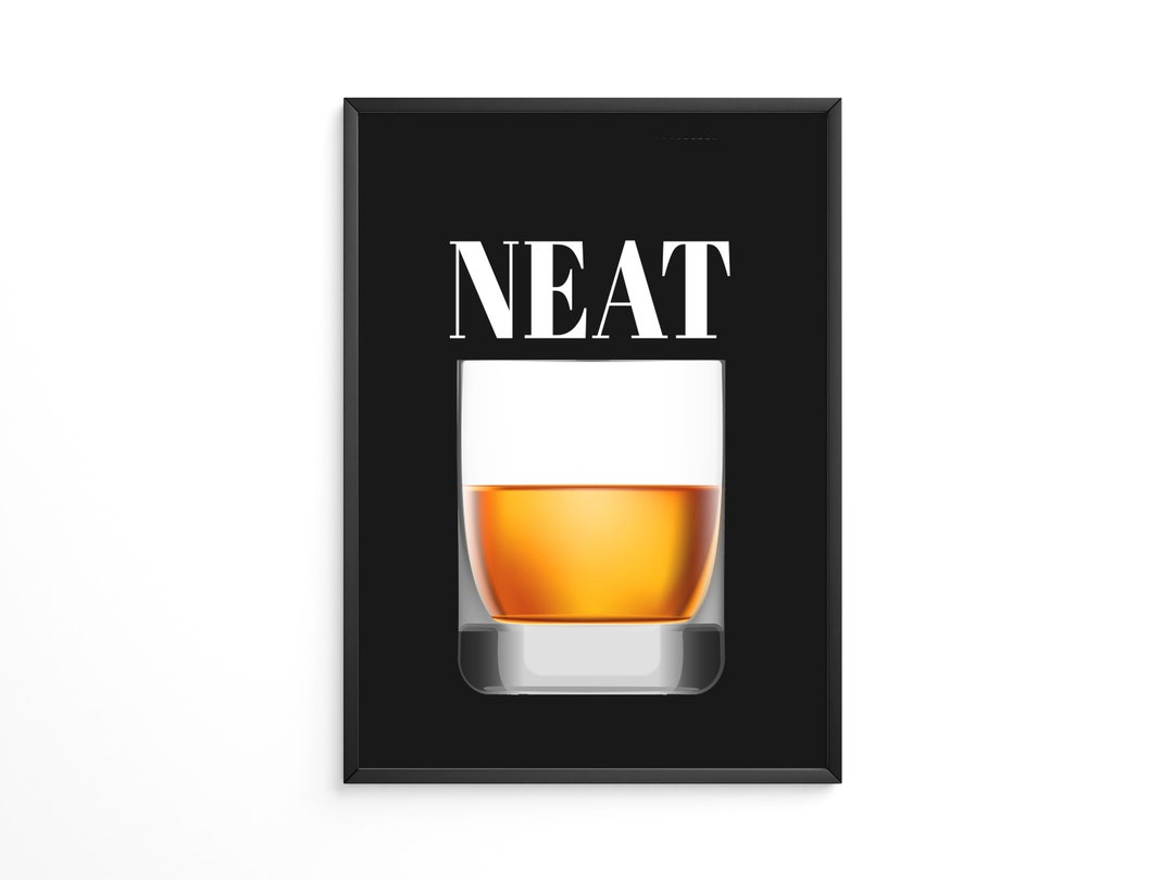 Neat Cocktail Poster Home Bar Poster Print Kitchen Modern - Etsy