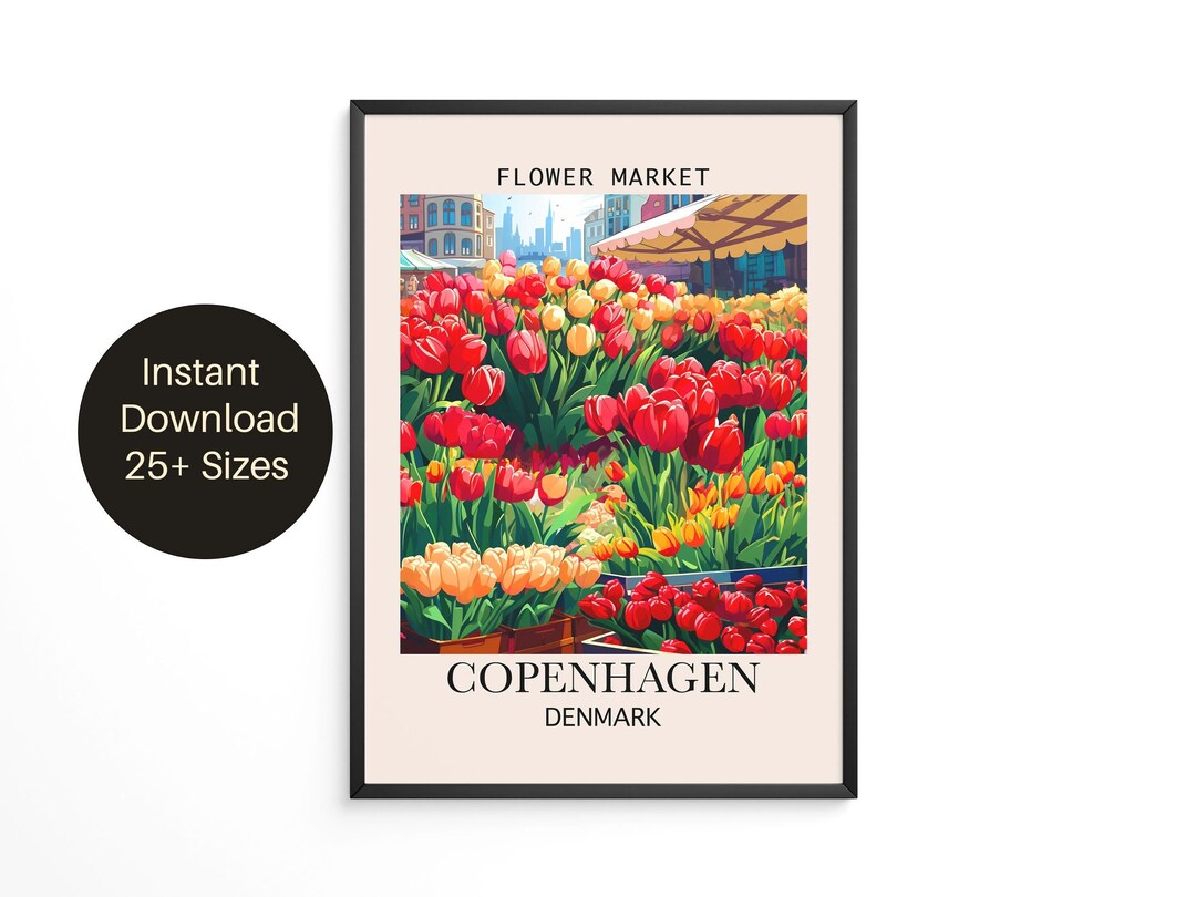 Copenhagen Flower Market Art Print Flower Market Poster Botanical Wall ...