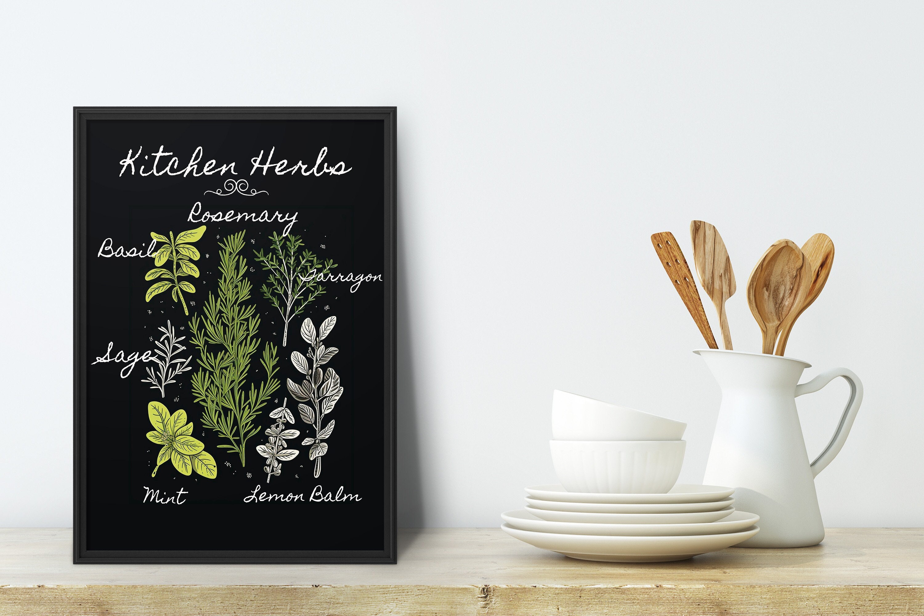 Kitchen Herb Chart Herb Garden Poster Chalk Board Herb Chart Herbology ...