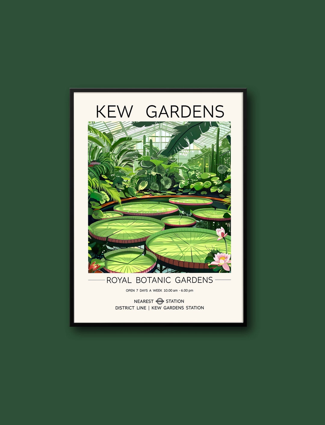 Kew Gardens Print, the Waterlily House, Kew Gardens London Botanical ...