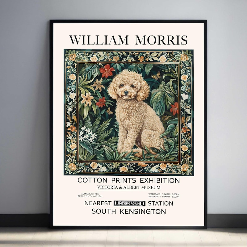 William Morris White Dog - Etsy UK