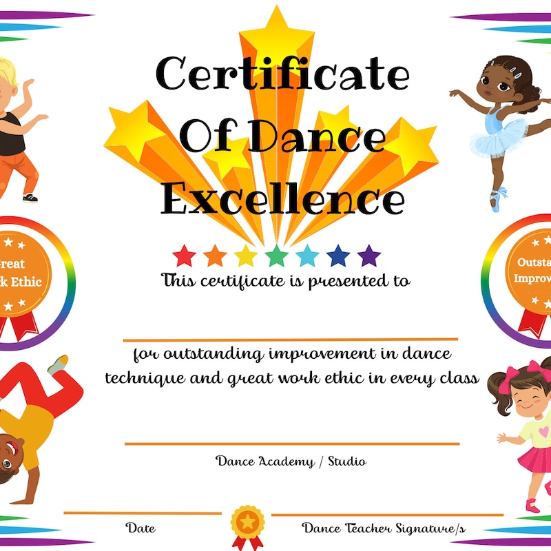 Dance Certificate - Etsy