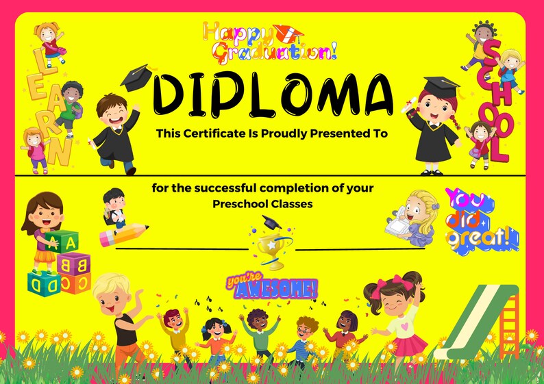 Preschool Graduation Certificate - Etsy