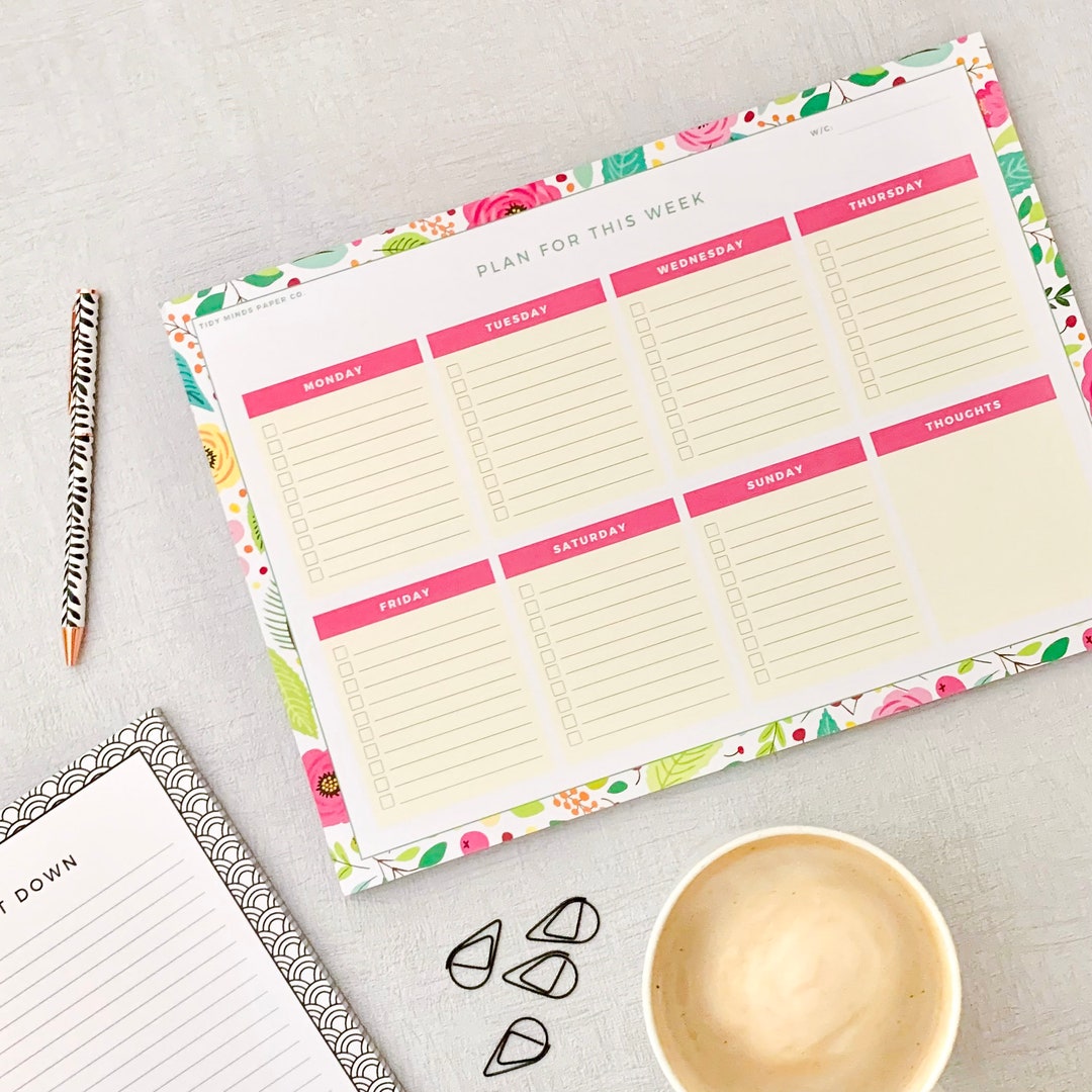 Weekly Planner Notepad, Task Tracker, A4 Weekly Desk Pad, Printed ...