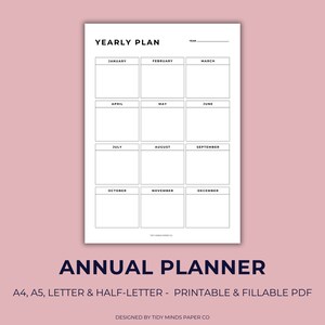 Annual Planner, Blog Planner, Year at a Glance, Yearly Digital Plan ...