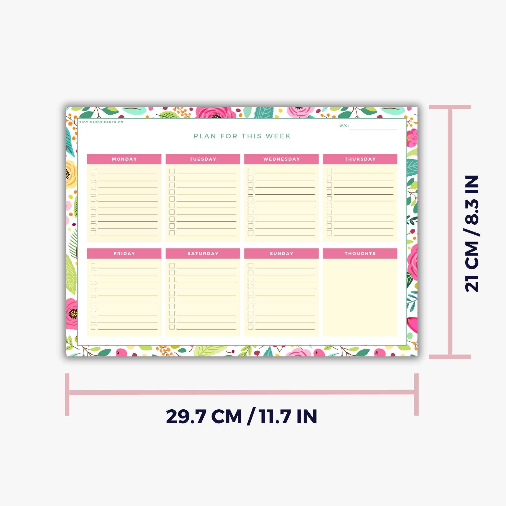 Weekly Planner Notepad, Task Tracker, A4 Weekly Desk Pad, Printed ...
