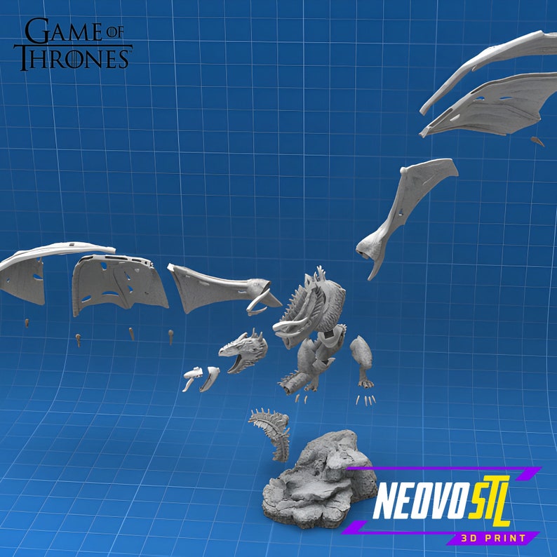 Viserion Ice Dragon 3d Files Got Dragon Stl Game of - Etsy