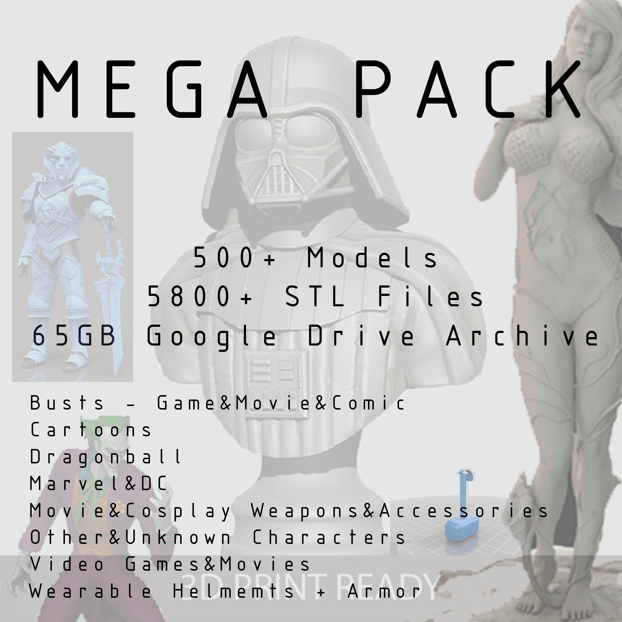 500 Stl Mega Pack High Quality Stl Movie Stl 3d Digital Printing Stl