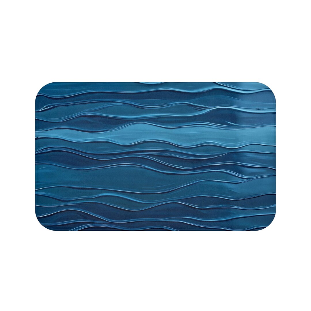 Flowing Water Bath Mat, Vibrant Water Design, Blue Bathroom Decor ...