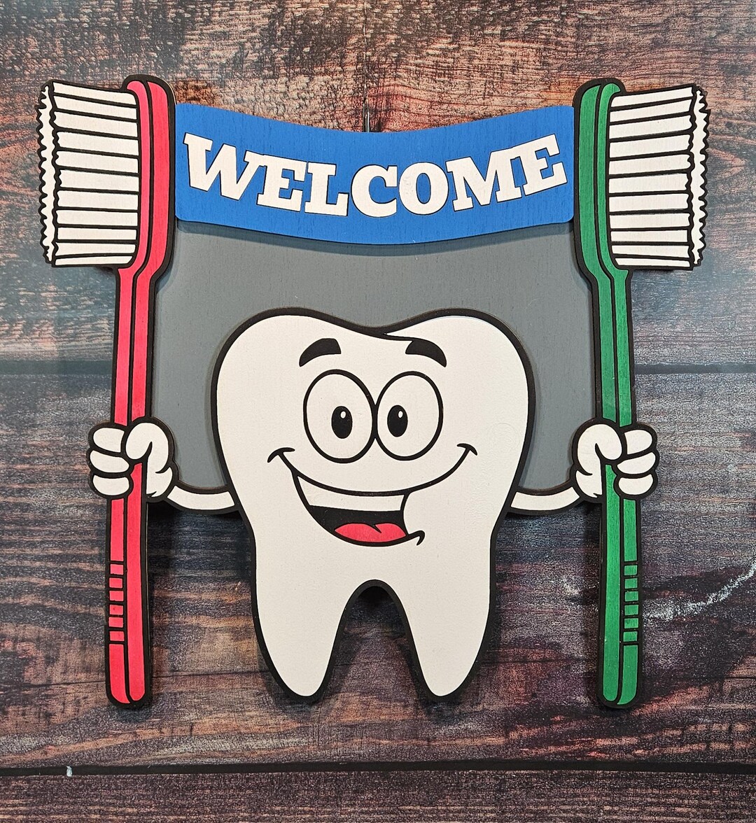 Hand-painted Smiling Tooth Welcome Sign: Dental Office Decor - Etsy