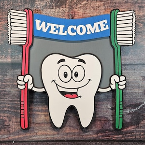 Hand-painted Smiling Tooth Welcome Sign: Dental Office Decor - Etsy