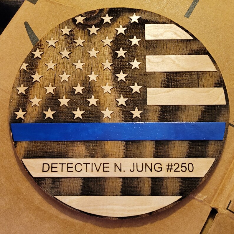 Thin Blue Line Flag Plaque - Personalized Police Officer Tribute - Etsy