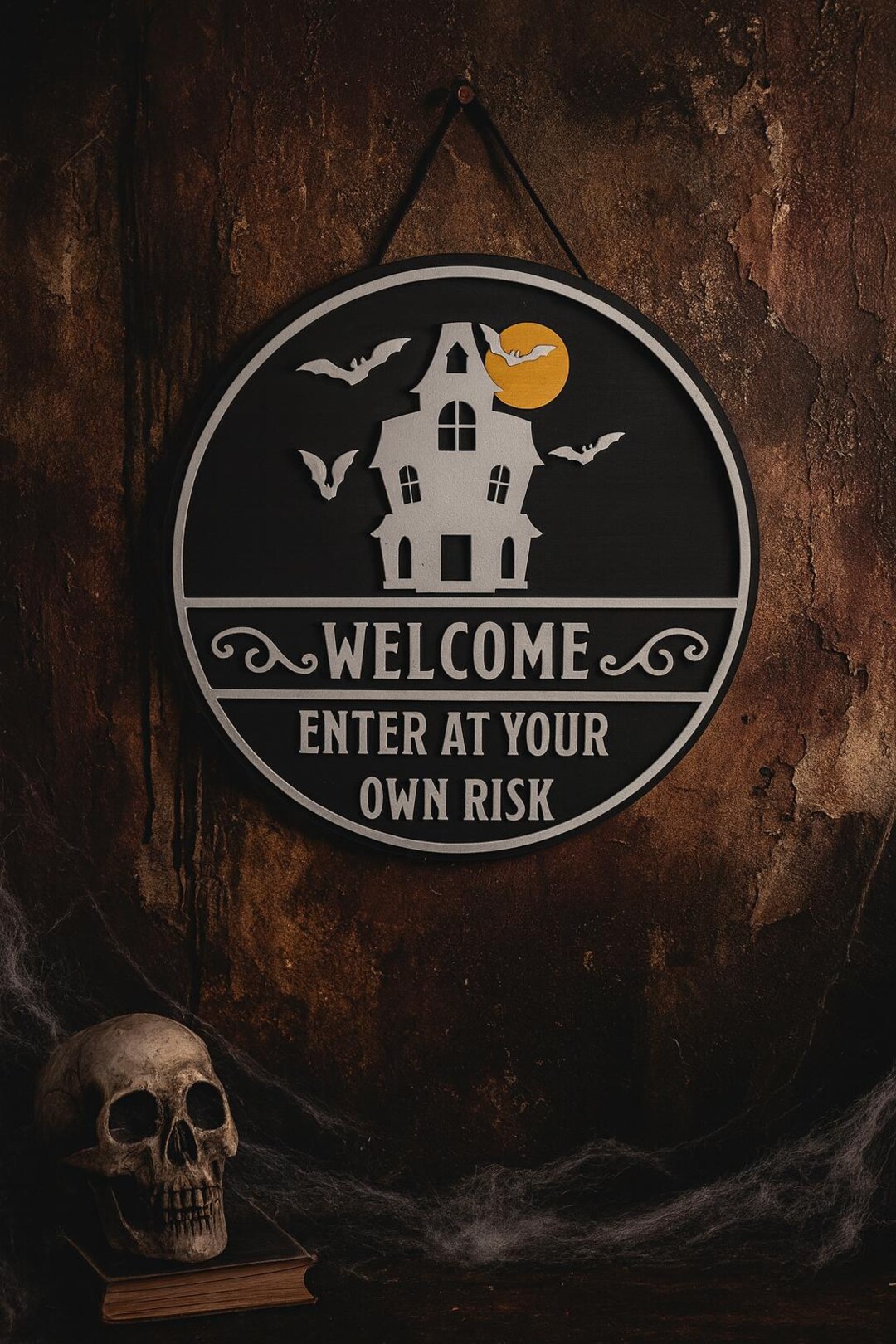 Haunted House Halloween Welcome Sign: Spooky Door Decor - Etsy