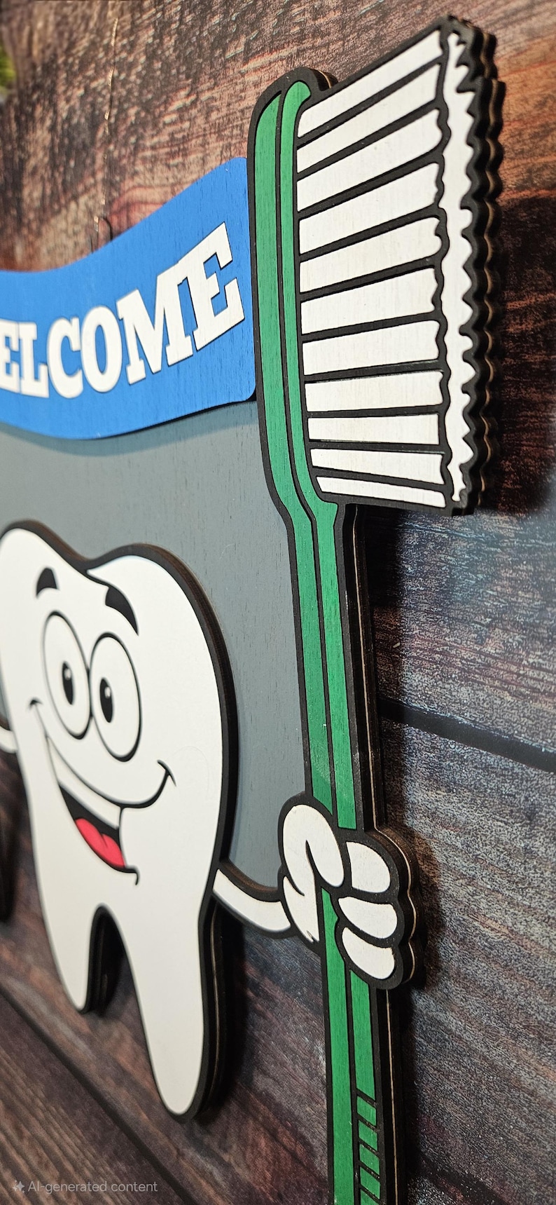 Smiling Tooth Welcome Sign – Hand-painted Laser Cut Dental Office Decor ...