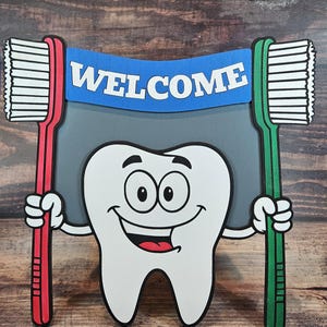 Hand-painted Smiling Tooth Welcome Sign: Dental Office Decor - Etsy