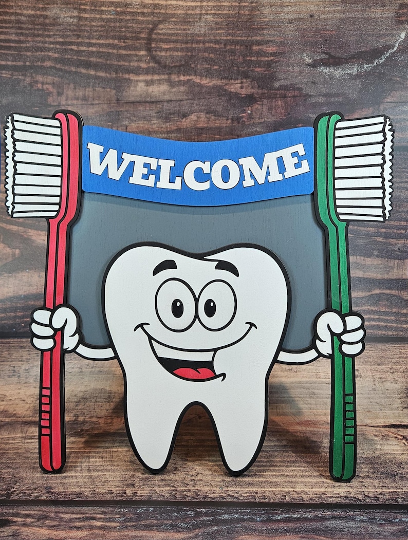 Hand-painted Smiling Tooth Welcome Sign: Dental Office Decor - Etsy