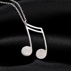 Real Fingerprint Musician Note Necklace, Musician Gift, Treble Clef ...