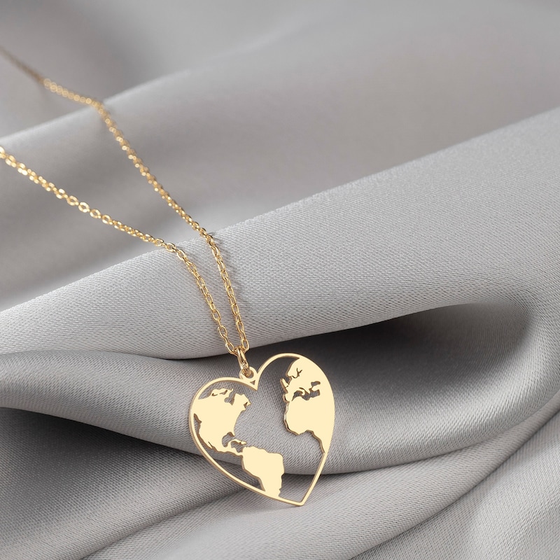 World Map Necklace - Etsy