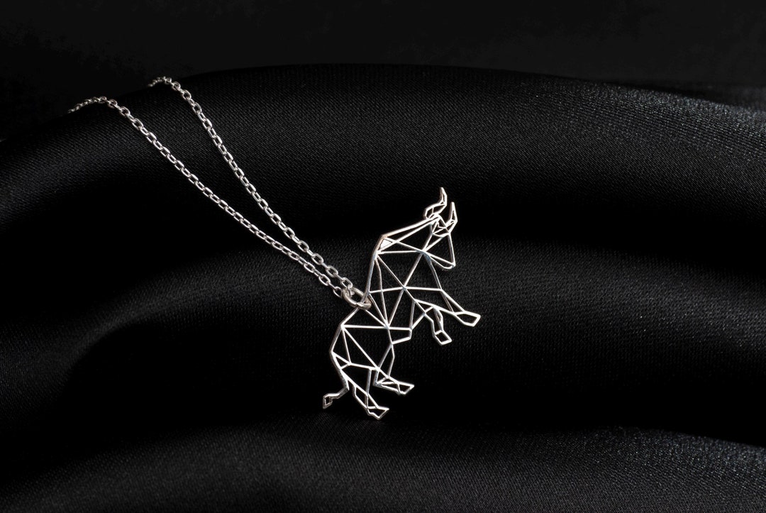 Origami Taurus Bull Necklace 925 Sterling Silver, Birthday Gift ...