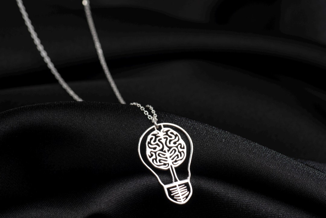 Light Bulb & Brain Engineer Necklace 925 Sterling Silver, Science ...