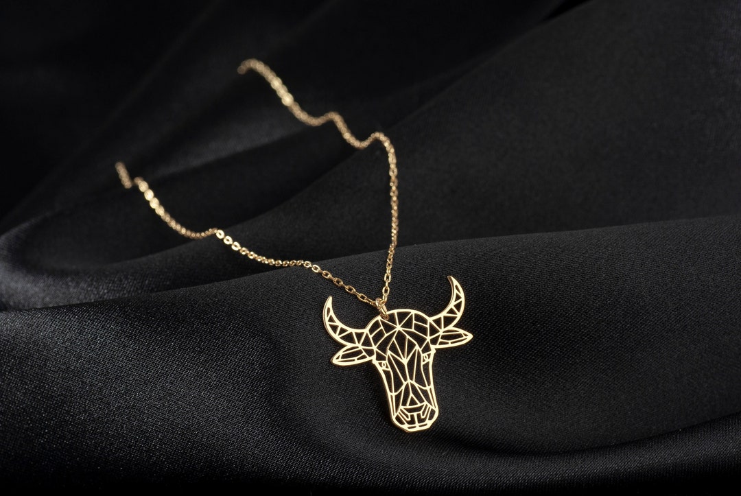 Origami Bull Necklace Sterling Silver , Taurus Jewelry, Animal Necklace ...