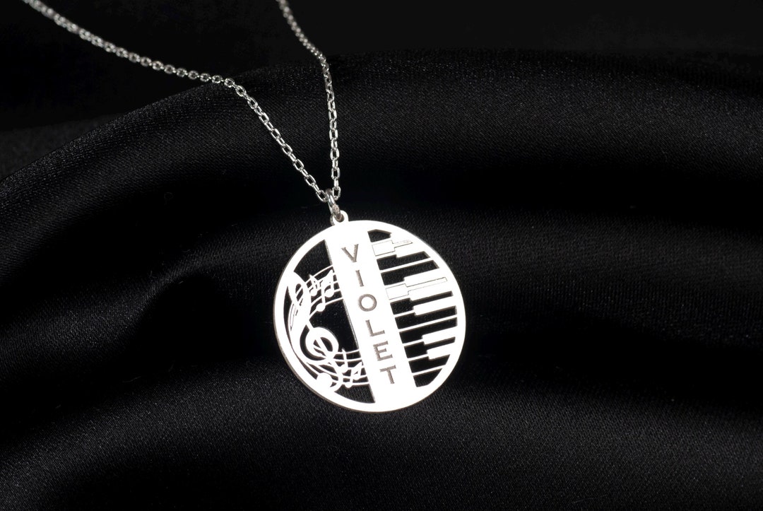 Personalized Piano Keys Treble Clef Necklace Pianist Gifts, Music ...