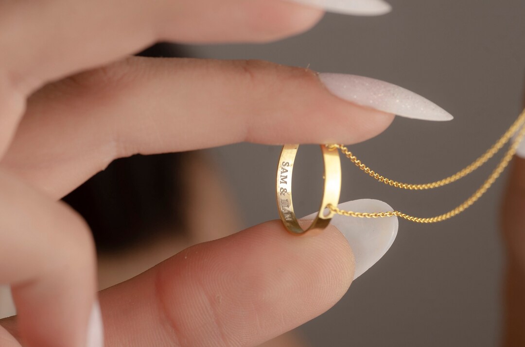 Custom Dainty Ring Necklace, Secret Message Pendant, Hidden Jewelry ...