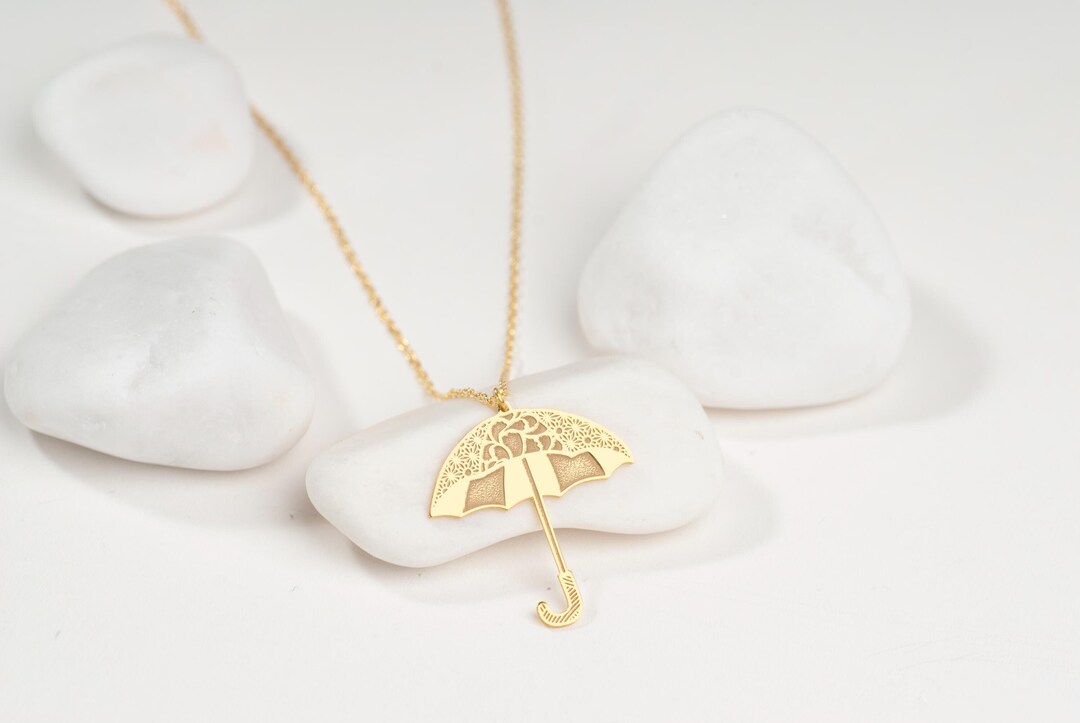 Personalized Umbrella Necklace 925 Sterling Silver, Rain Jewelry ...