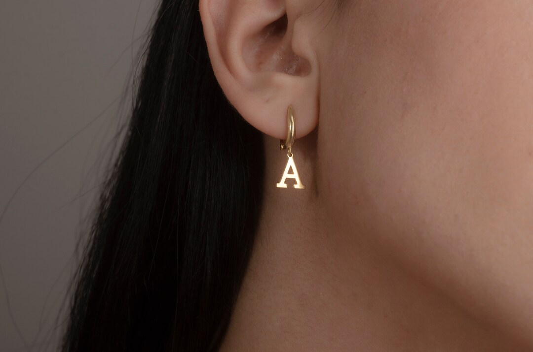 Dainty Love Letter Earrings, Personalized Earring, Sterling Silver ...