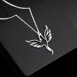 Phoenix Rising Necklace Sterling Silver, Phoenix Jewelry, Firebird ...