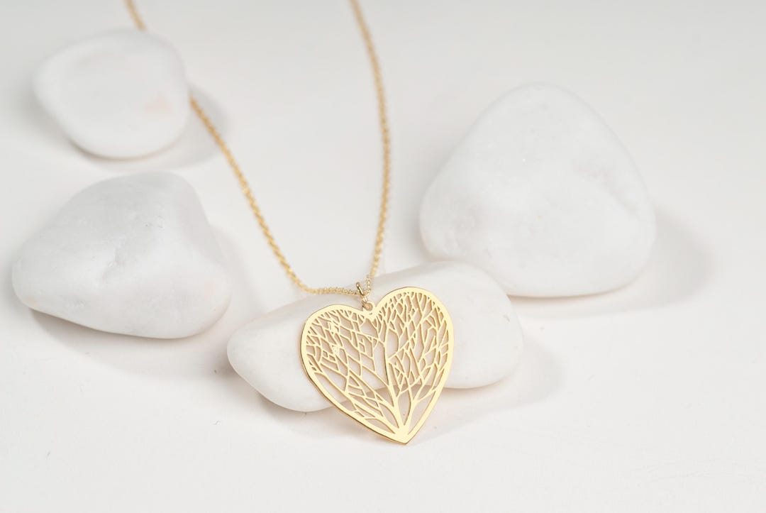Dainty Heart Tree Necklace 925 Sterling Silver, Love Jewelry, Christmas ...