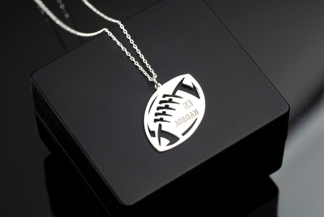 American Football Number Necklace Sterling Silver, Personalized Jewelry ...