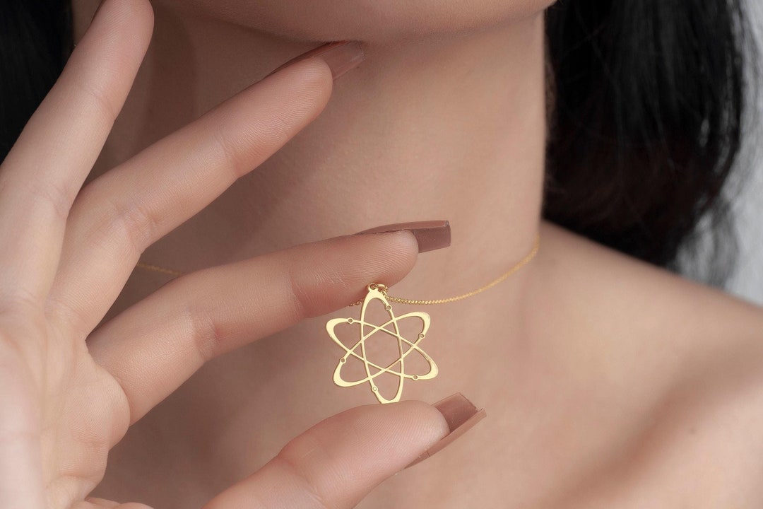 Atom Necklace, Science Jewelry, Chemistry Necklace, Science Gift, Gold ...