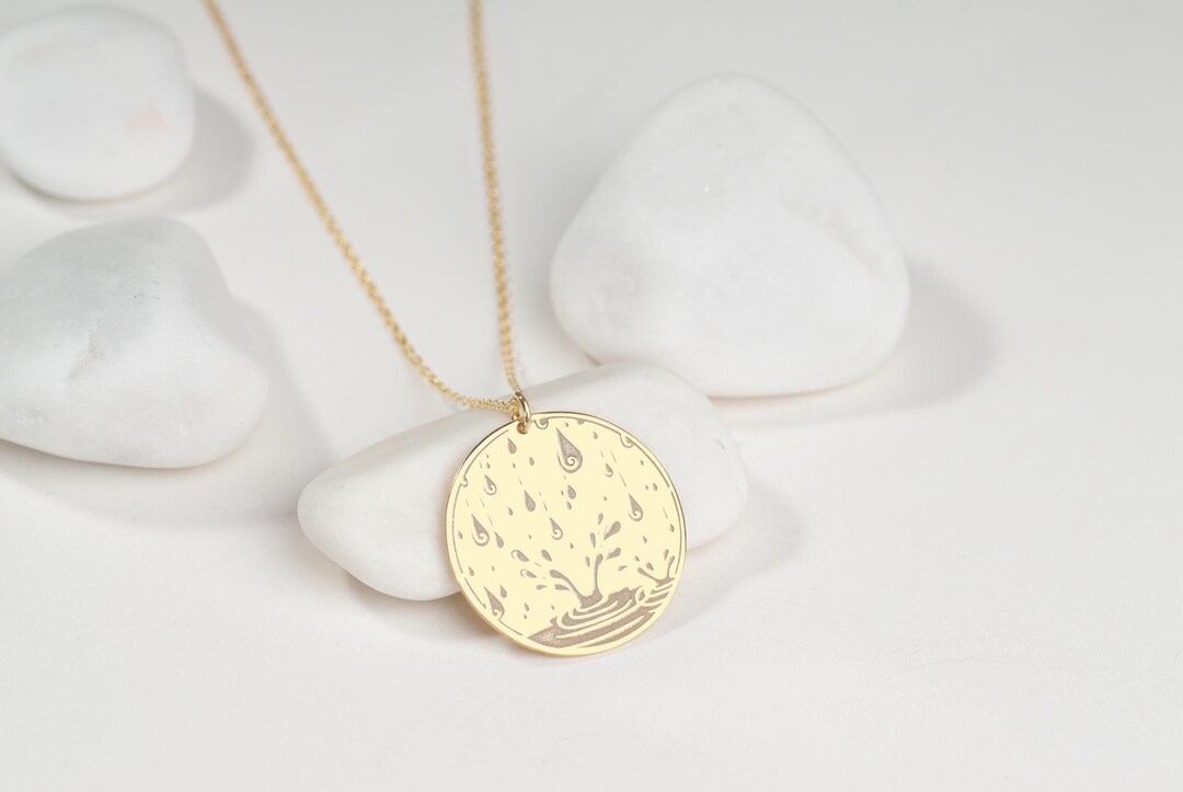 Custom Raindrop Medallion Necklace 925 Sterling Silver, Cloud Jewelry ...