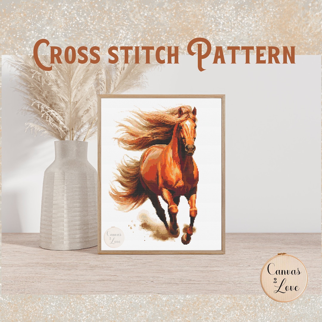 Horse Cross Stitch Pattern, Horse Cross Stitch Chart, Equine, Race ...
