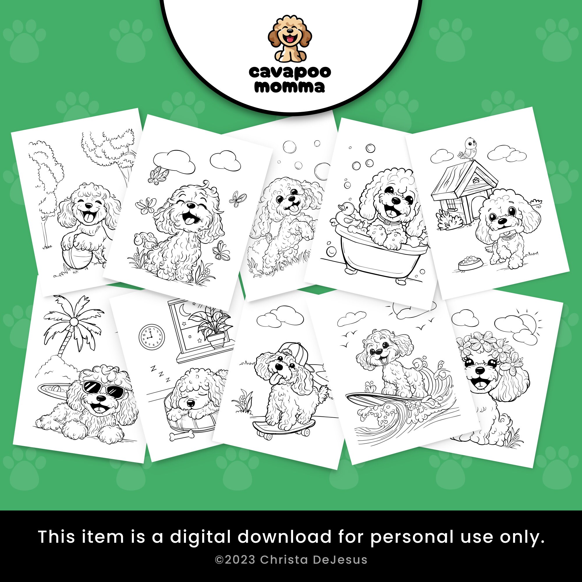Happy Cavapoo Coloring Pages Digital Download PDF - Etsy