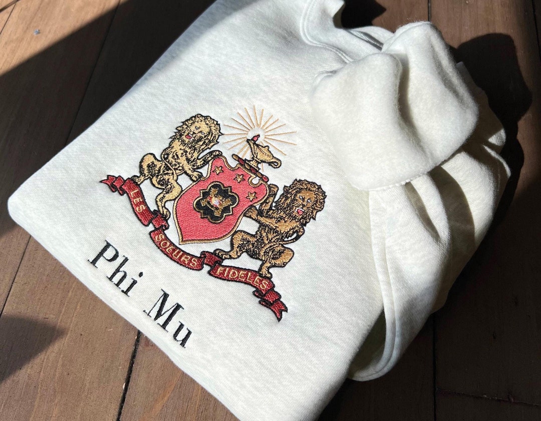 Embroidered Phi Mu Crest Sweatshirt | Custom Pullover | Greek Name ...